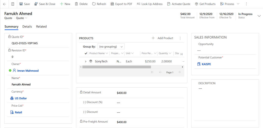 Sales Quote Automation in Microsoft Dynamics 365 using Microsoft Teams and Power platform ...