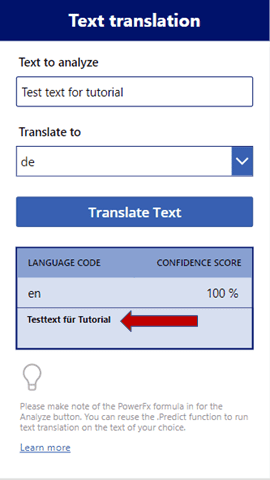 Microsoft PowerApps | Built-in Text Translation AI Model
